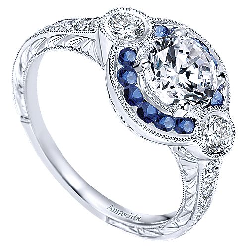 Amavida Platinum Sapphire & Diamond Engagement Ring Mounting