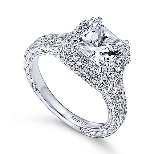 Amavida 18K White Gold Diamond Engagement Ring 001-140-01108 | Your ...